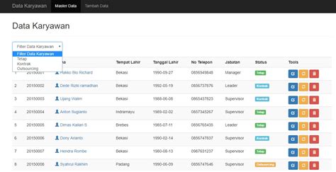 manajemen karyawan sederhana menggunakan php dan mysql ~ coomotcode