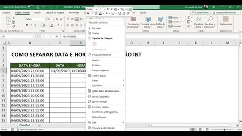 Veja Como Separar Data E Hora No Excel A Fun O Int