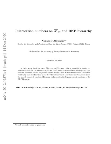 pdf intersection numbers on overline { mathcal m} {g n} and bkp hierarchy