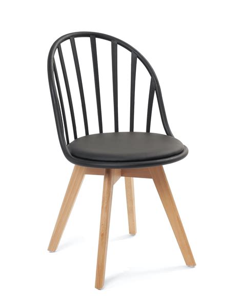 Chaise scandinave à barreaux coussin pieds bois BOLD Lot de 2