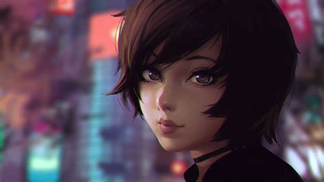 Brown Haired Female Anime Character Ilya Kuvshinov Hd Wallpaper