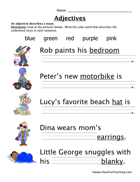 Adjectives For Coloring