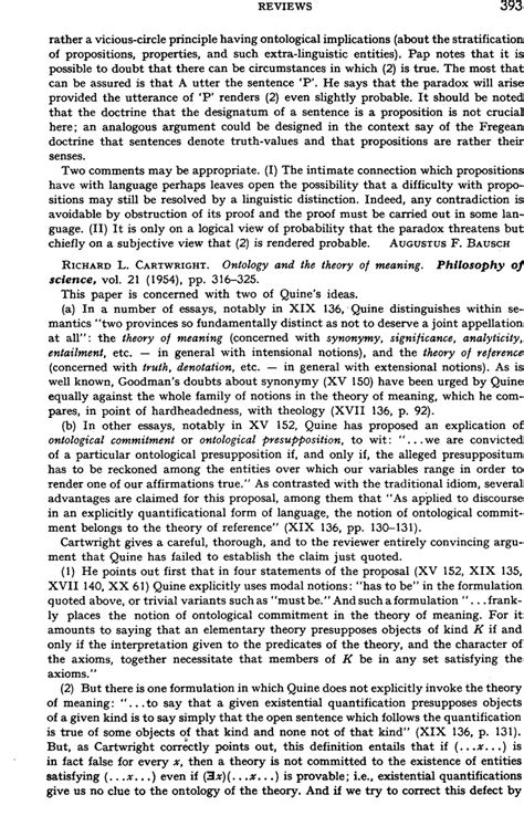 richard l cartwright ontology and the theory of meaning philosophy of science vol 21 1954