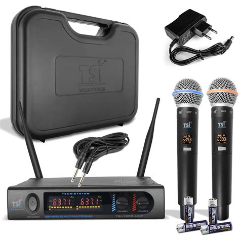 Microfone Sem Fio Profissional Duplo TSI 1200 UHF