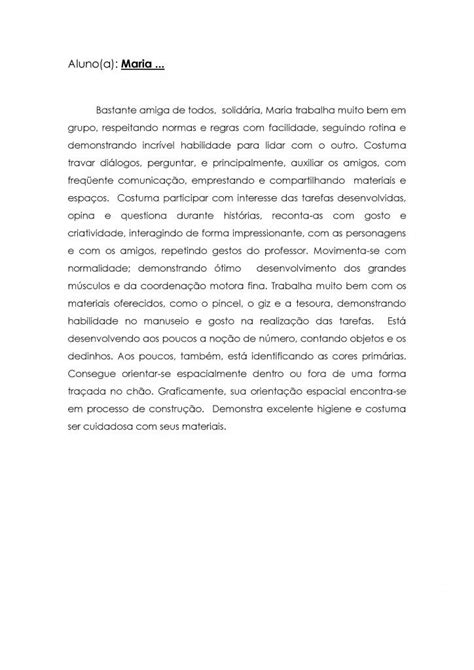 Modelo De Relatório De Avaliação Do Desempenho Escolar