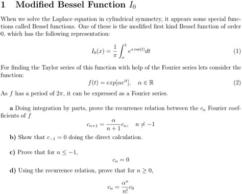 solved 1 modified bessel function io when we solve the