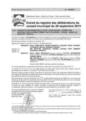 Calaméo Crolles Deliberation 84 2013 9 Subvention Fnaca Sl