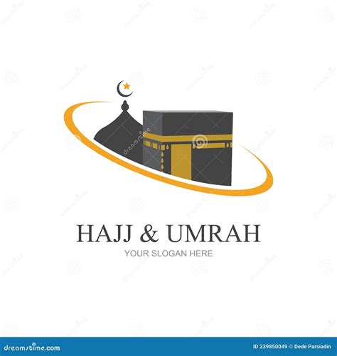 Mecca Travel Logo Al Haj Umrah Mubarak Tour Symbol Cartoon Vector
