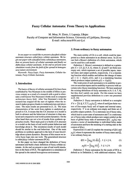 pdf fuzzy cellular automata from theory to applications