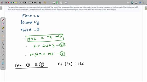 solved the sum of the measures of the angles of a triangle is 180 the sum of the measures of