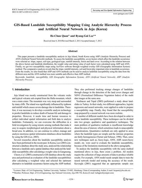 pdf gis based landslide susceptibility mapping using analytic hierarchy process and artificial