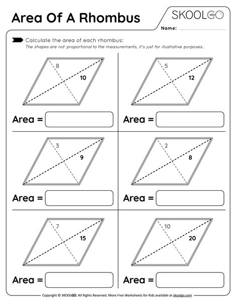 Area Of Rhombus And Kite Worksheet