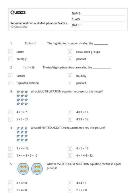 Repeated Addition Worksheets For Rd Grade On Quizizz Free