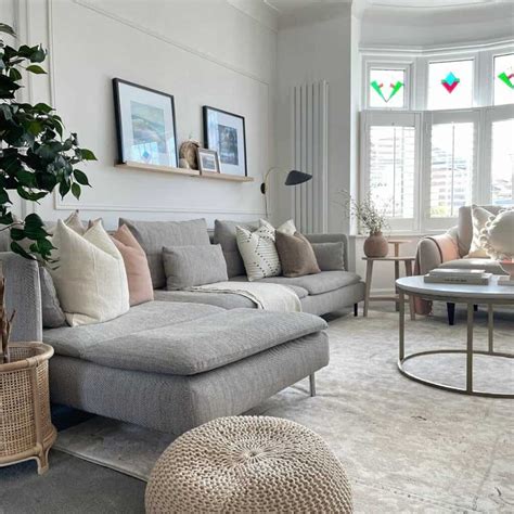 Neutral Gray Living Room With Pink Accents Soul Lane