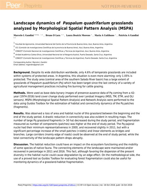 pdf landscape dynamics of paspalum quadrifarium grasslands analyzed by morphological spatial