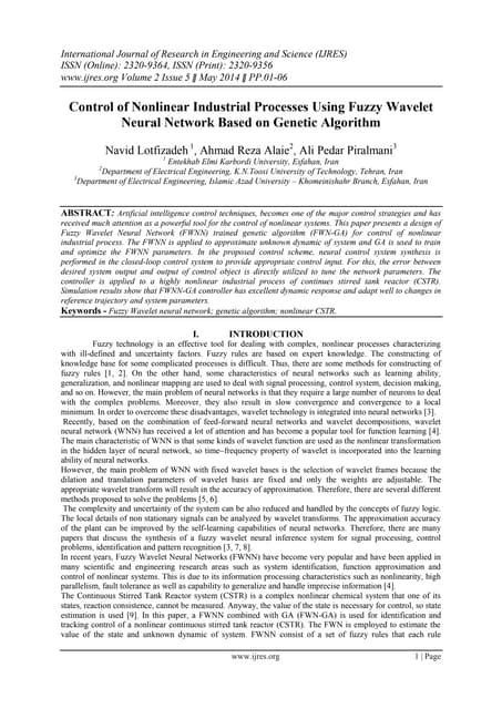 control of nonlinear industrial processes using fuzzy wavelet neural network based on genetic