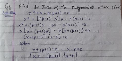 find the zero of the polynomial x 2 x p p 1