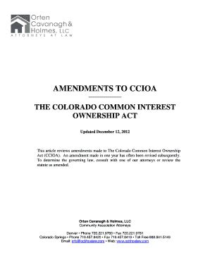 Fillable Online AMENDMENTS TO CCIOA Fax Email Print PdfFiller