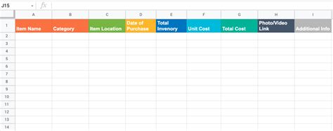 Inventory Google Sheet Template