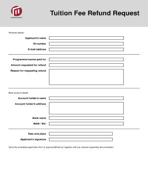 Fillable Online Tuition Fee Refund Request Malm H Gskola Fax Email