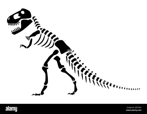 Tyrannosaurus Rex Skeleton Silhouette Dinosaurs Side View Vector