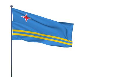 Aruba Flag Waving In The Wind 3D Rendering National Day Independence