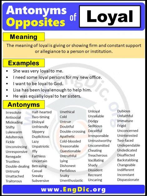Opposite Of Loyal List In English EngDic