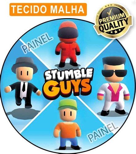 Painel Stumble Guys 2 Sublimado Festa Redondo Em Tecido Guy Code