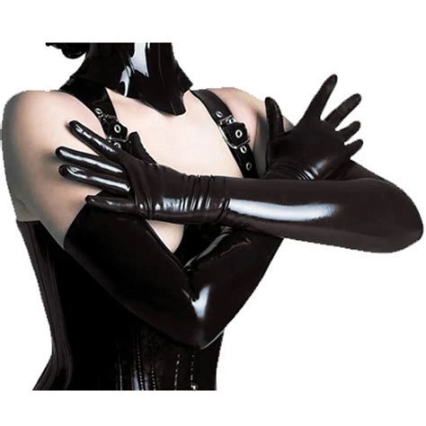 Fashion New Evening Party Elbow Length Patent Leather Luxury Women Long