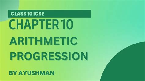 chapter 10 arithmetic progression icse class 10 2022 23 youtube