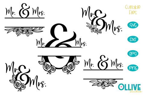 Wedding Mr Mrs Split Monogram SVG Bundle 802298 Cut Files