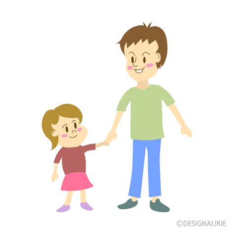 女の子と父親の親子イラストのフリー素材イラストイメージ