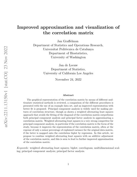 pdf improved approximation and visualization of the correlation matrix