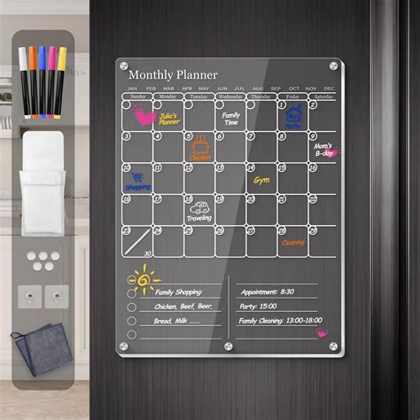 Amazon Pack Acrylic Magnetic Calendar For Fridge X Clear