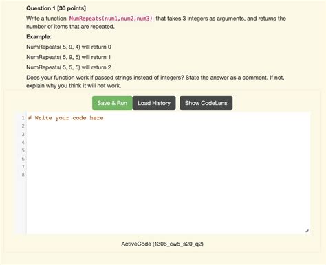 solved question 1 [30 points] write a function numrepeats
