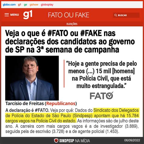 Portal G1 Site usa levantamento divulgado pelo Sindpesp e Defasômetro