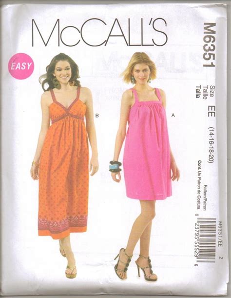 McCalls Sewing Pattern Misses Dress With McCall S Plus Size Dresses
