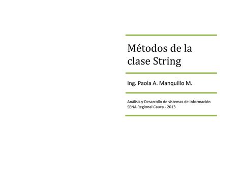 368107412 Metodos de La Clase String MÈtodos de la clase String Ing