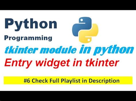 Entry Widget In Tkinter Python Programming Edutainment Youtube