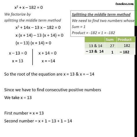 ex 4 2 4 find two consecutive positive integers sum of squares 365