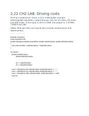 C 2 22 CH2 LAB Driving Costs Docx 2 22 CH2 LAB Driving Costs