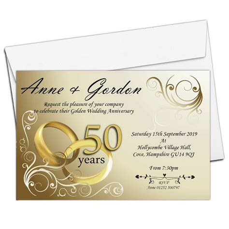 Personalised Golden Th Wedding Anniversary Invitations Invites N