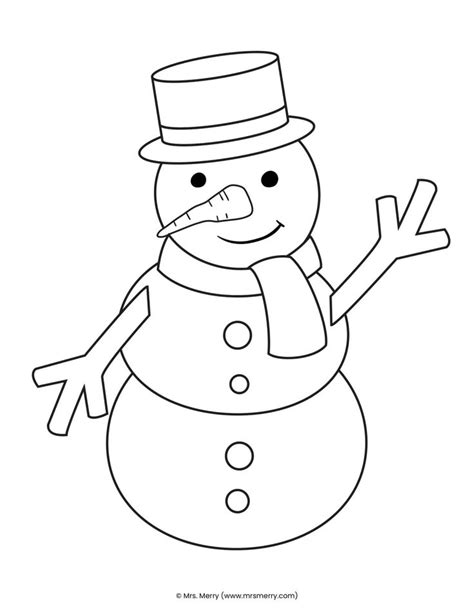 A Snowman With A Hat And Scarf On It S Head Is Outlined In Black And