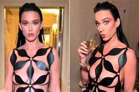 Katy Perry Shares BTS Look At Her Naked Geometric Dress For Surprise
