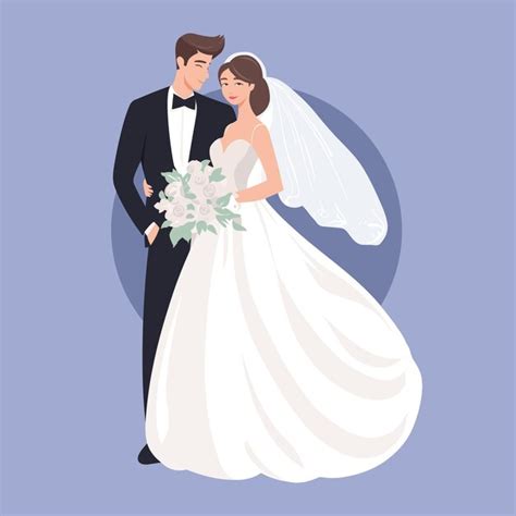 Premium Vector Bride And Groom Cartoon