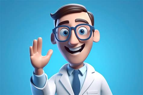 Amigável jovem enfermeira ou médico acenando ilustração 3d isolada