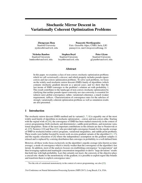 pdf stochastic mirror descent in variationally coherent optimization problems