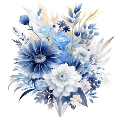 Premium Ai Image There Is A Bouquet Of Flowers With Blue And White