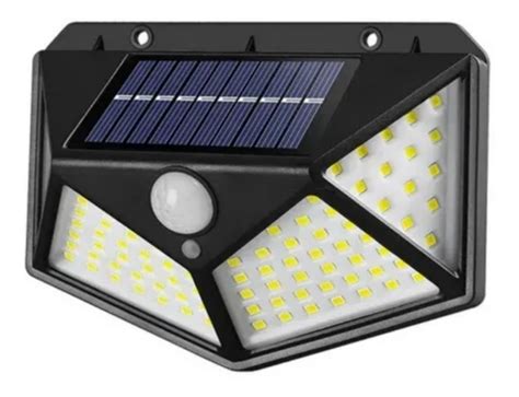Kit 3 Luminária Solar Parede 100led Sensor Presença 3 Funçõe