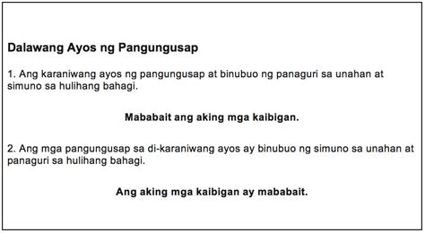 Filipino Ayos Ng Pangungusap